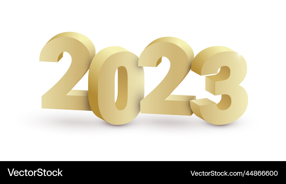 Realistic 3d gold numbers 2023 with shadows Vector Image