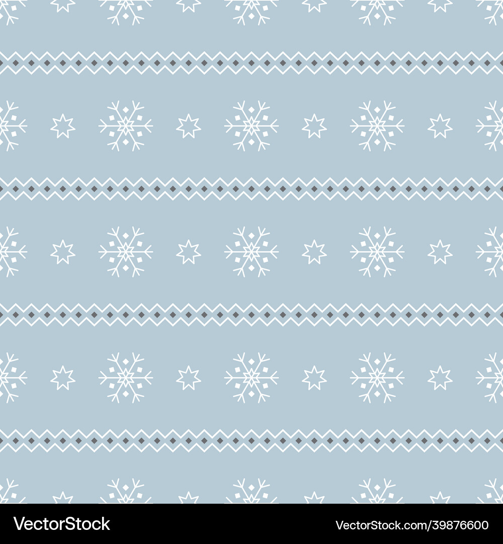 Seamless pattern with white snowflakes and stars Vector Image