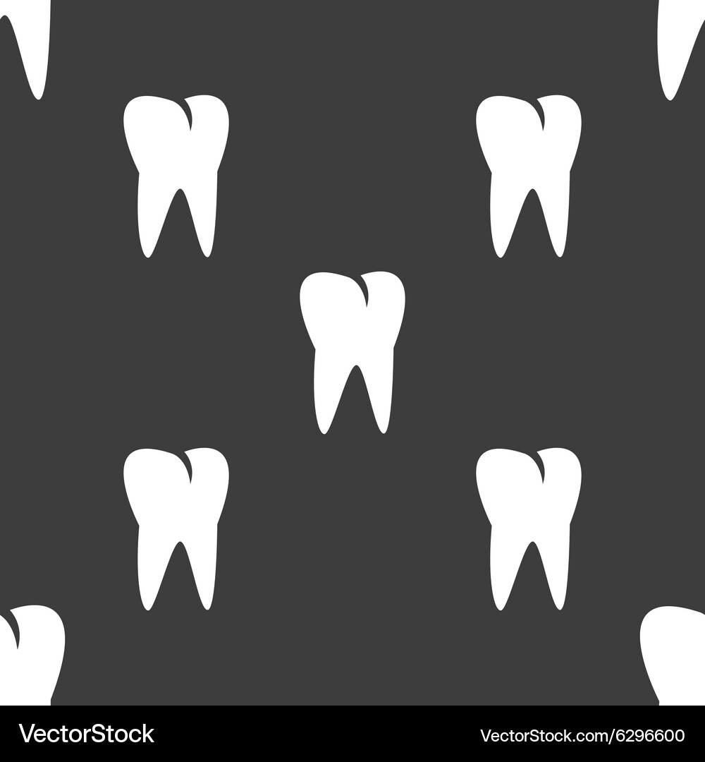 Tooth icon seamless pattern on a gray background Vector Image