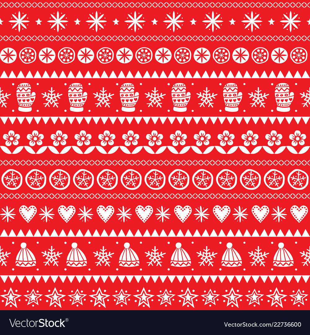 Winter folk art seamless pattern christmas Vector Image Winter folk art seamless pattern christmas Vector Image