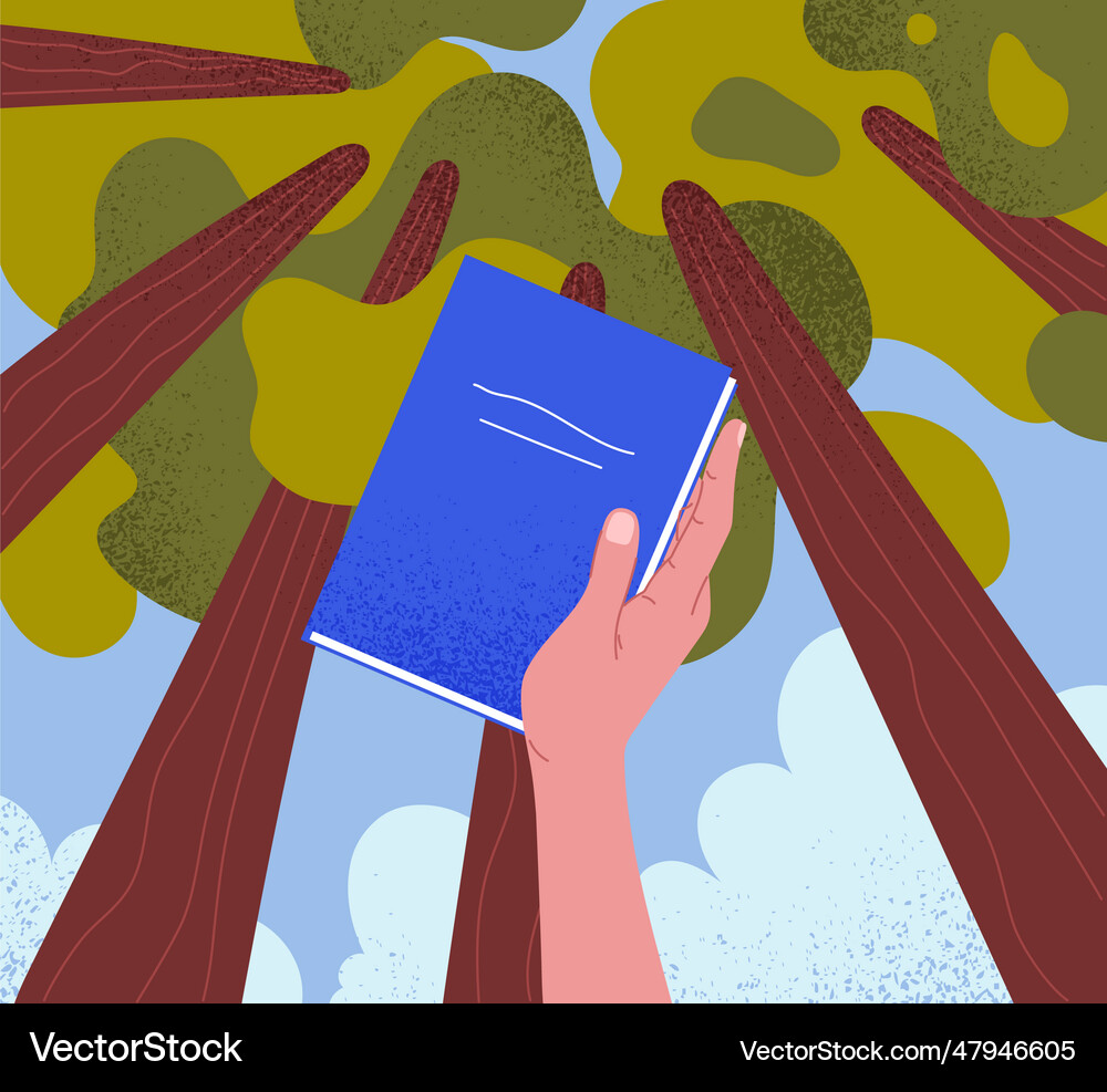 Character with book outdoor concept Royalty Free Vector