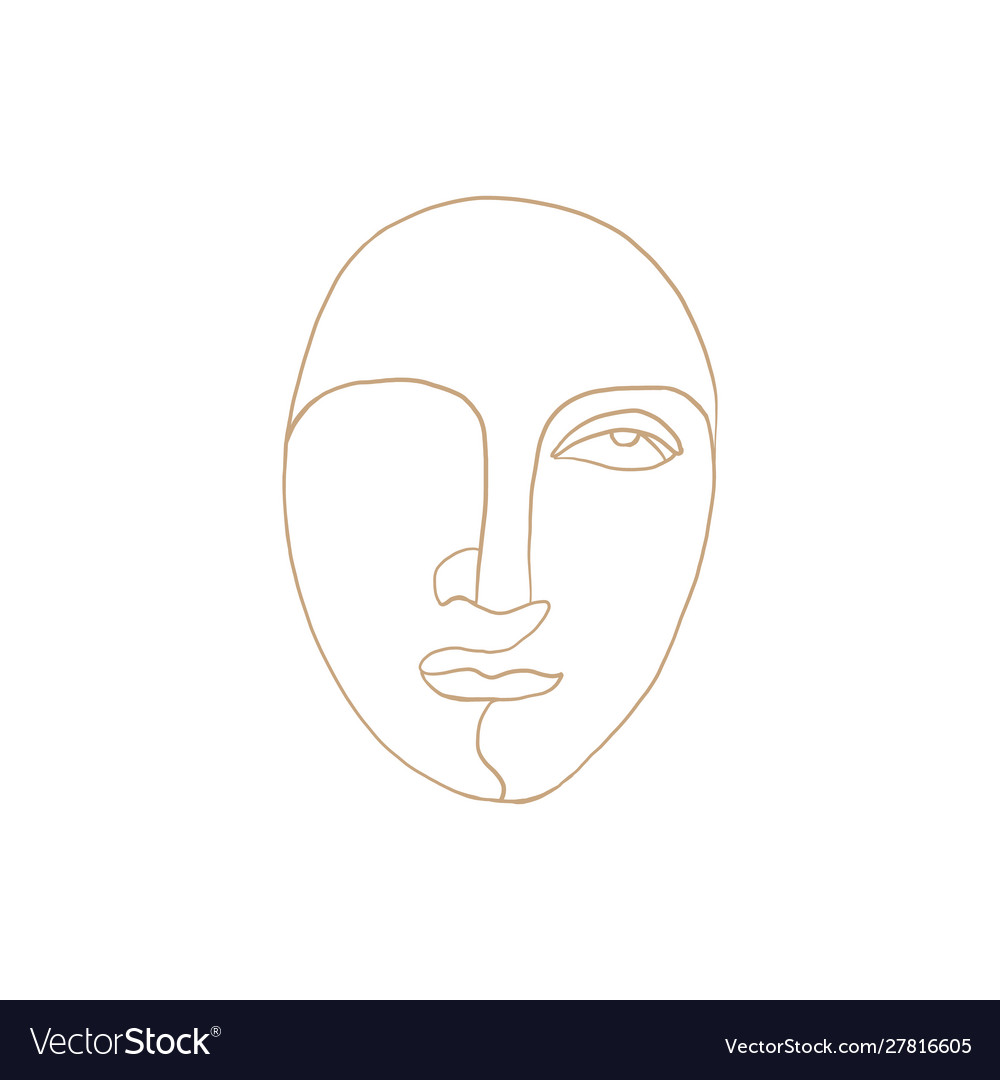 Continuous Line Drawing Beauty Woman Face Vector Image