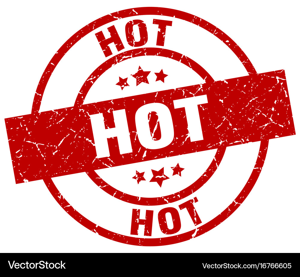 Hot round red grunge stamp Royalty Free Vector Image