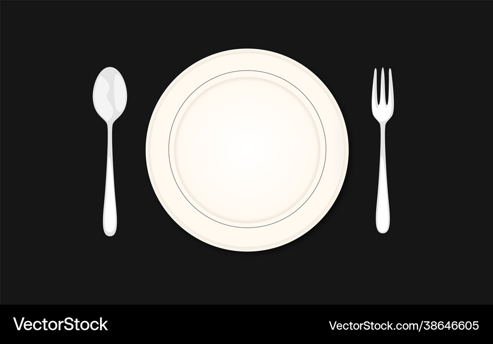 Kitchen utensil spoon plate fork stock Royalty Free Vector