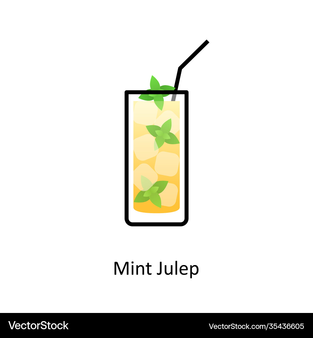 Mint julep cocktail icon in flat style Royalty Free Vector