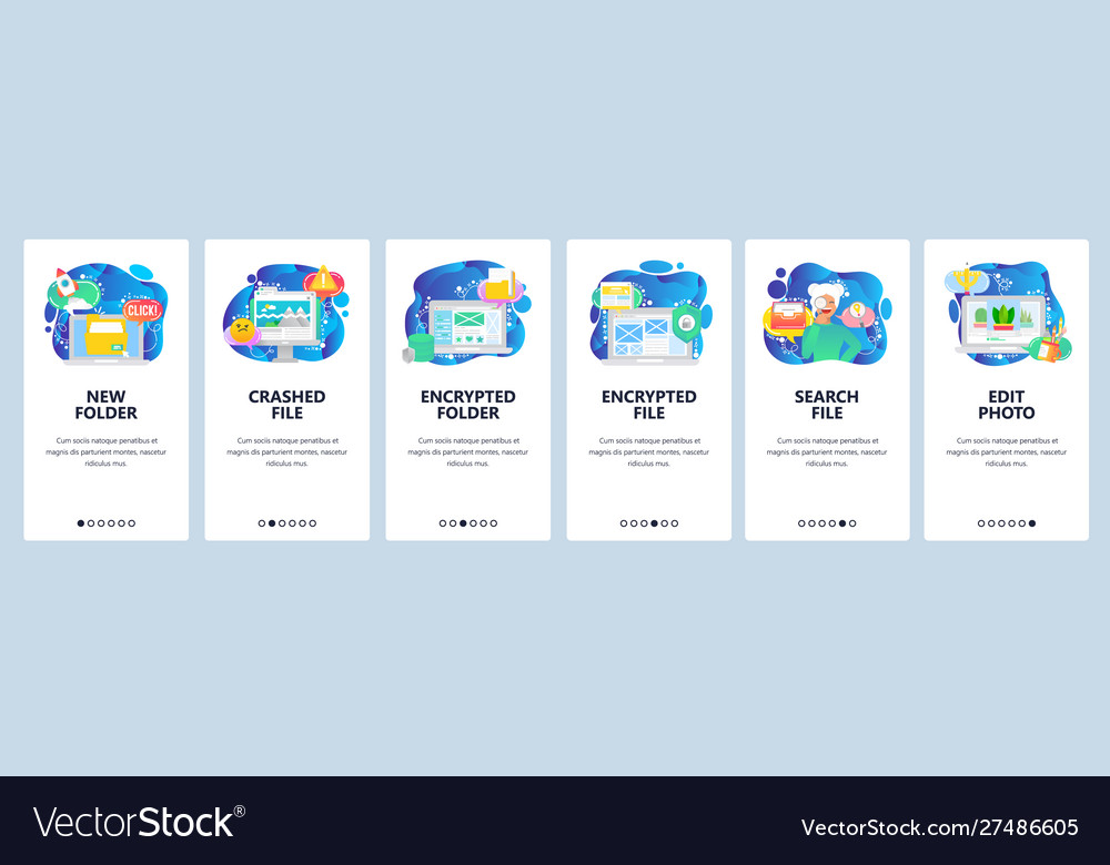 Mobile app onboarding screens computer security Vector Image Mobile app onboarding screens computer security Vector Image