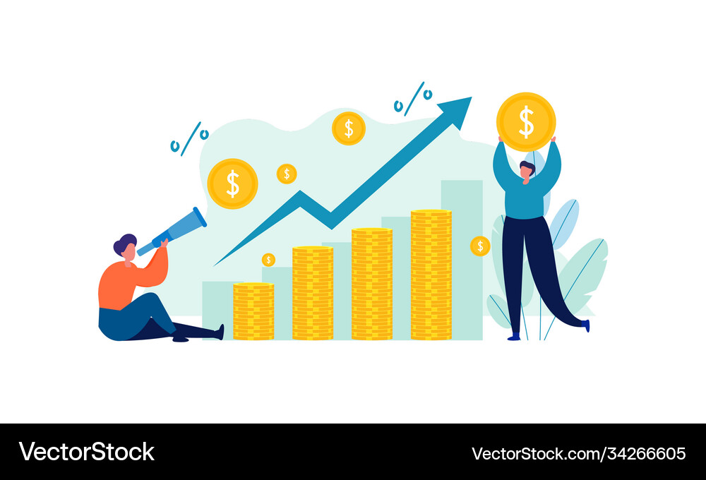 Money growth prediction and progress report Vector Image