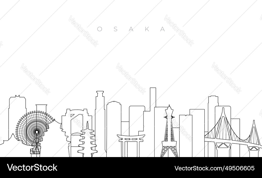 Outline osaka skyline trendy template Royalty Free Vector