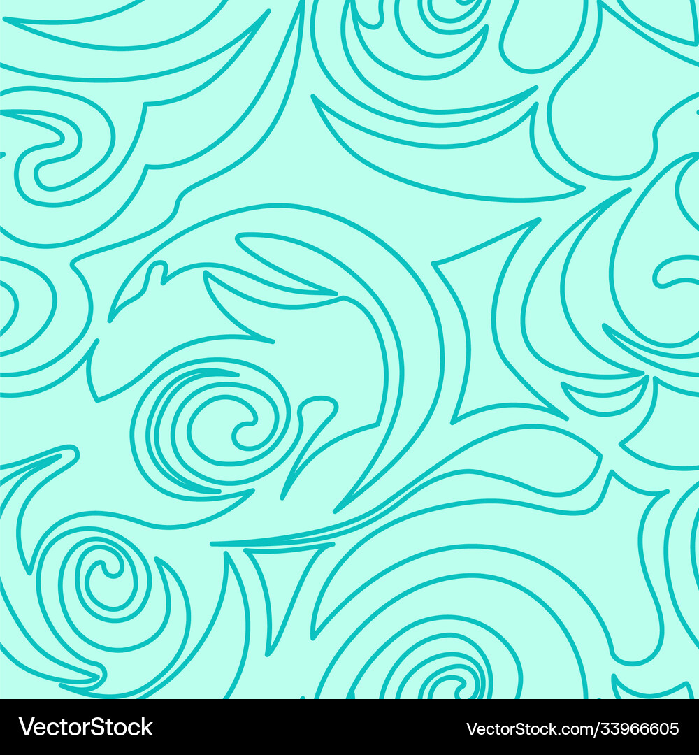 Seamless turquoise texture spirals and curls Vector Image