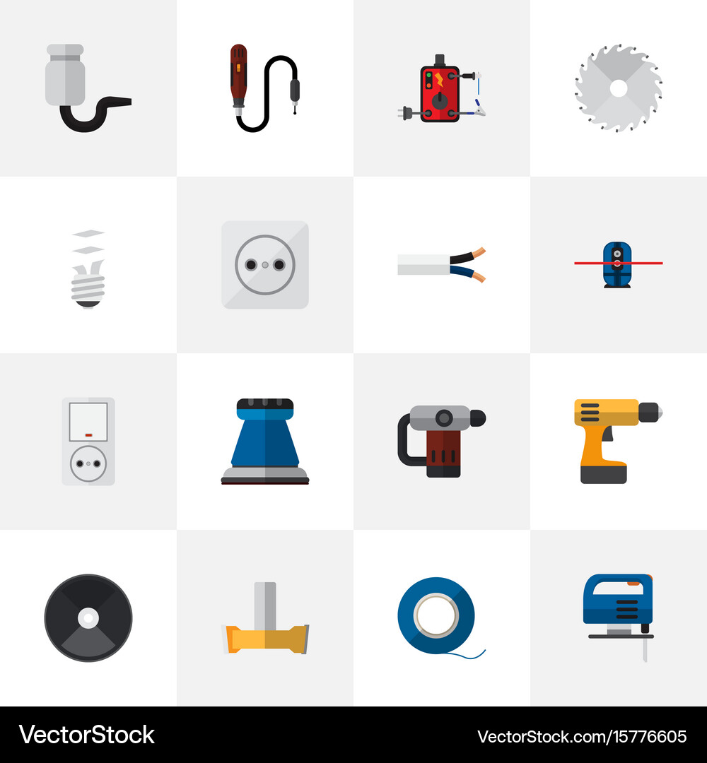 Set of 16 editable electrical icons includes Vector Image