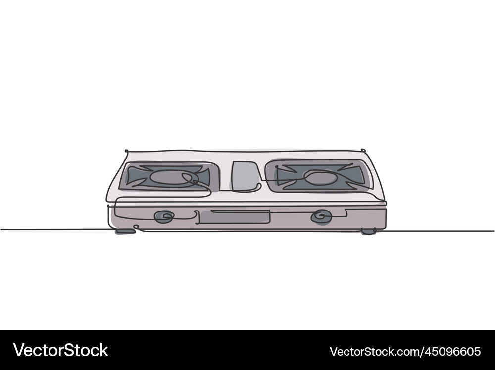 Single continuous line drawing ofgas stove Vector Image