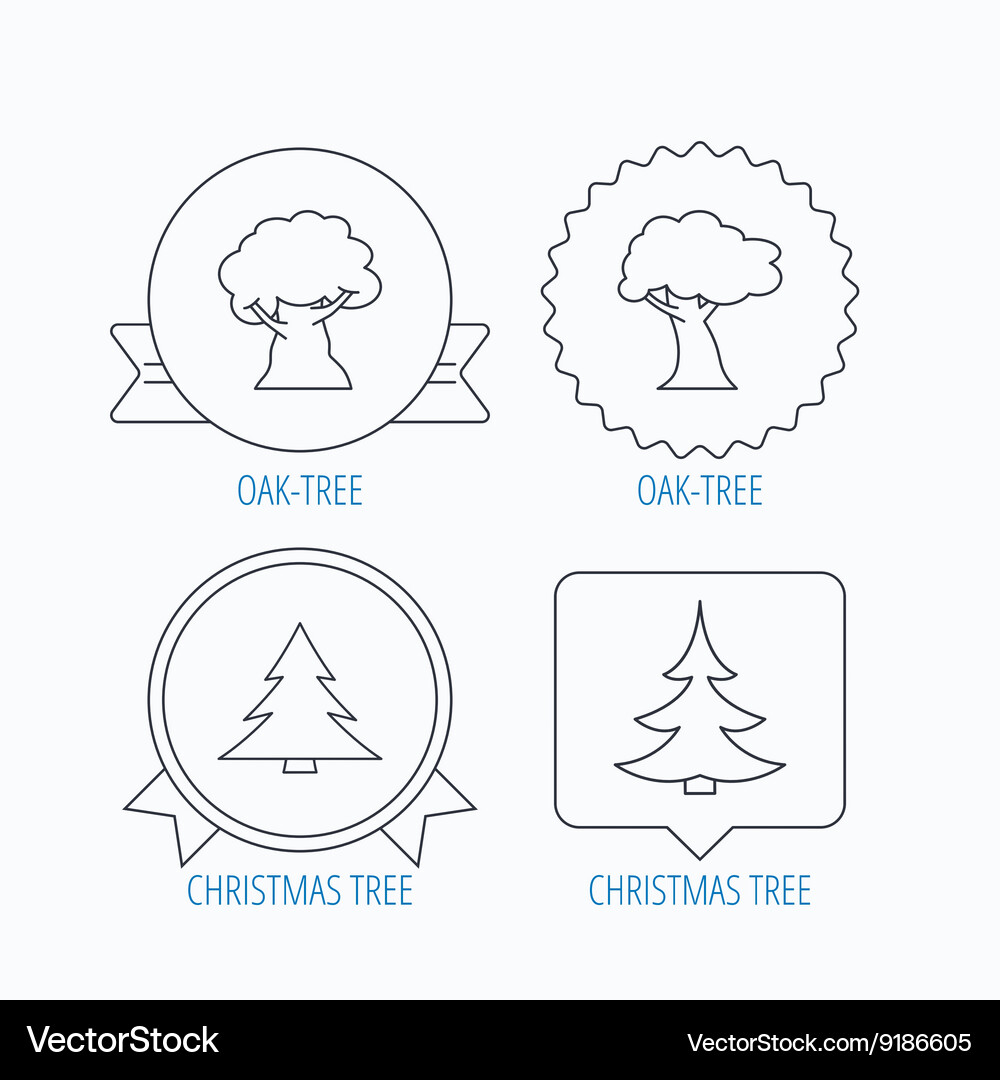 Tree oak-tree and christmas tree icons Royalty Free Vector