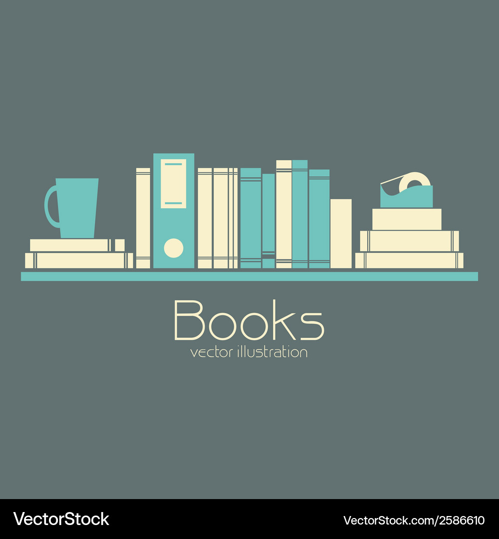 Abstract books shelf on a gray background Vector Image