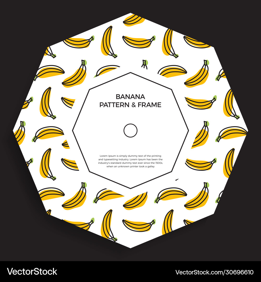 Abstract shape postcard with seamless banana Vector Image