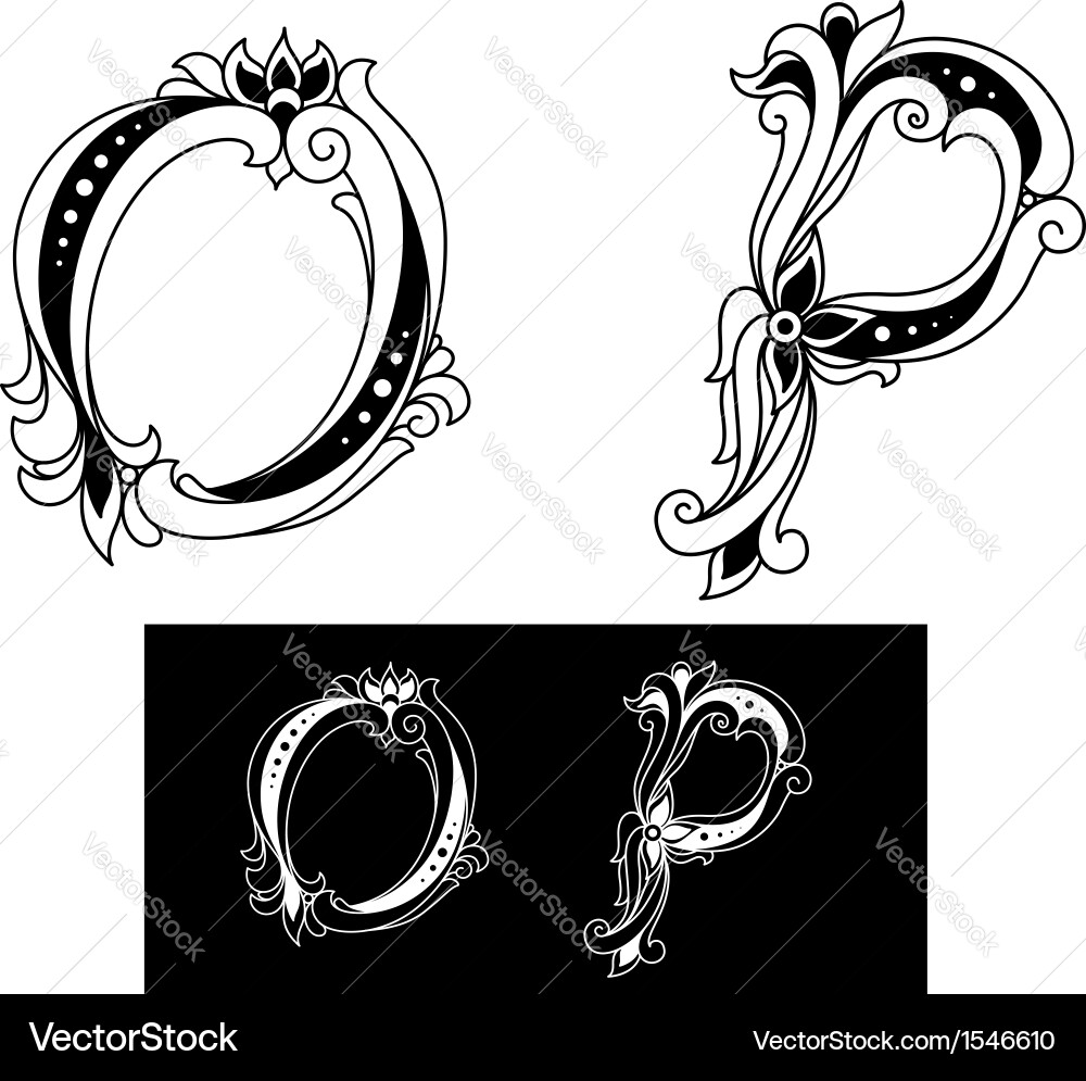 Capital letters O and P Royalty Free Vector Image