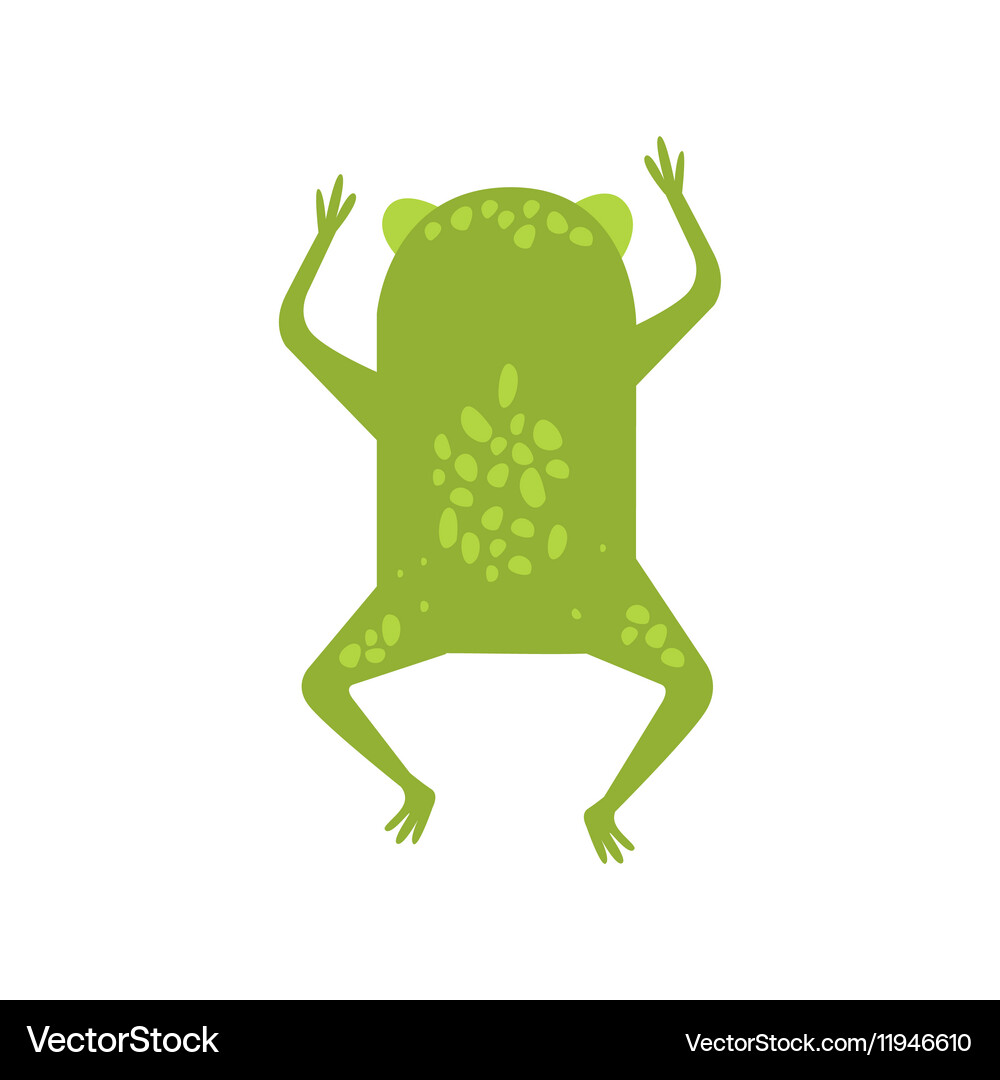 Frog running away turning its back flat cartoon Vector Image