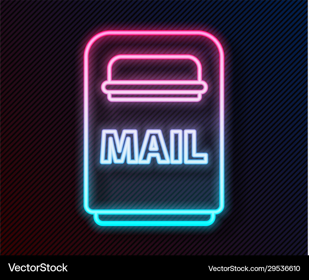 Glowing neon line mail box icon isolated on black Vector Image