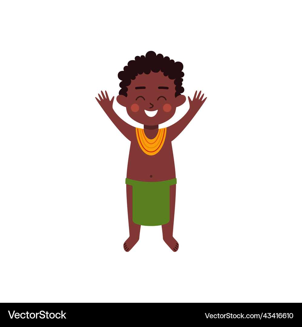 Little happy african kid flat style Royalty Free Vector