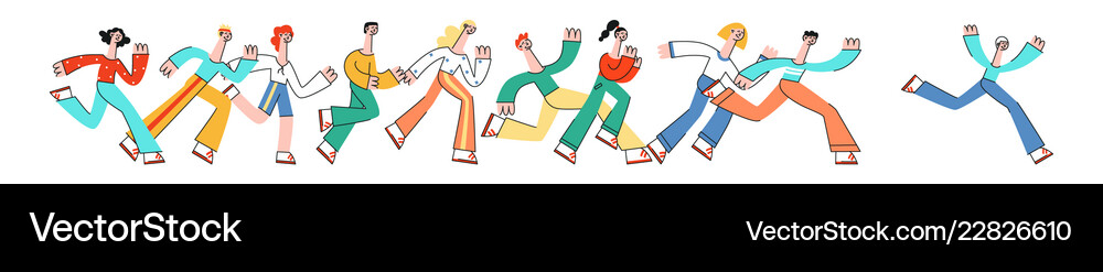 People running horizontal banner in flat style Vector Image