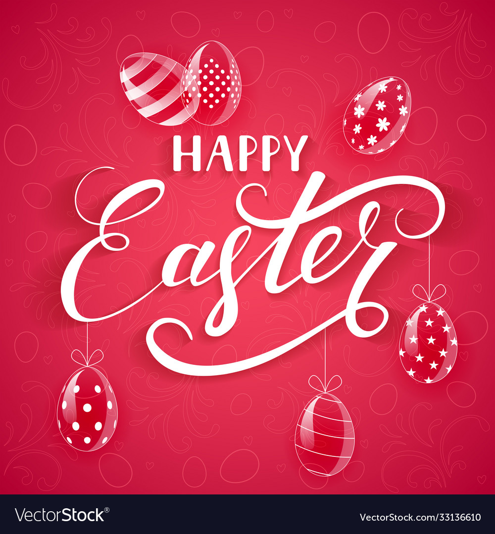 Pink easter background with eggs Royalty Free Vector Image