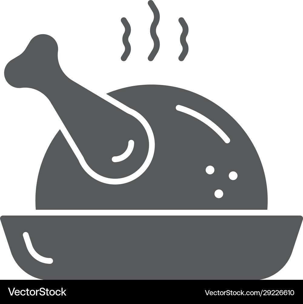 Roasted chicken icon isolated on white background Vector Image