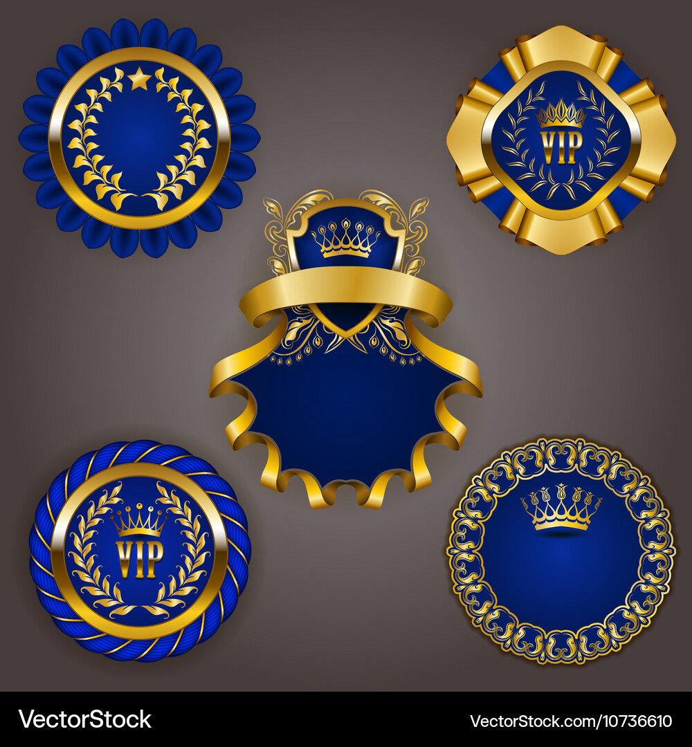 Set of gold vip Royalty Free Vector Image - VectorStock