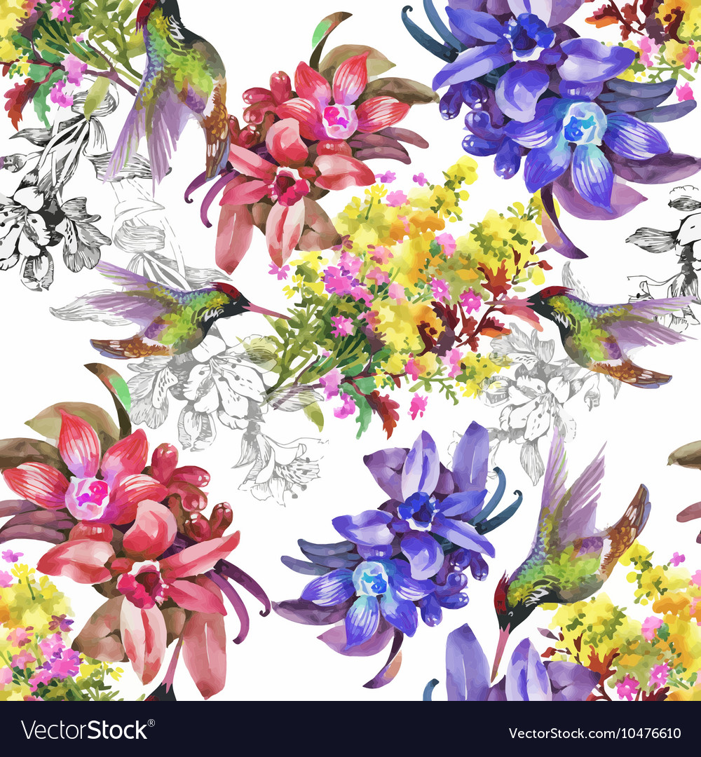 Watercolor hand drawn seamless pattern Royalty Free Vector