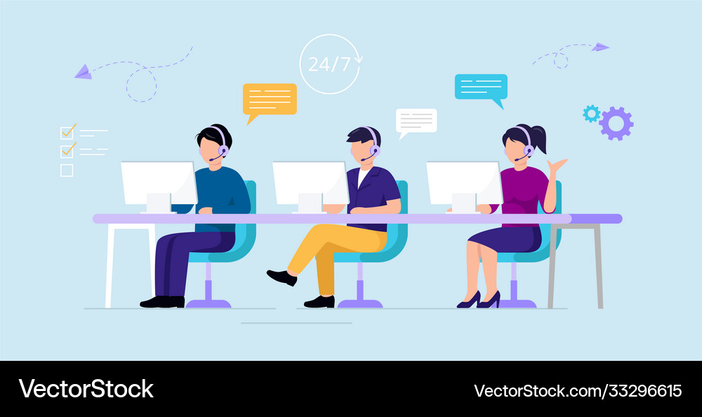 Call center customer support and service concept Vector Image