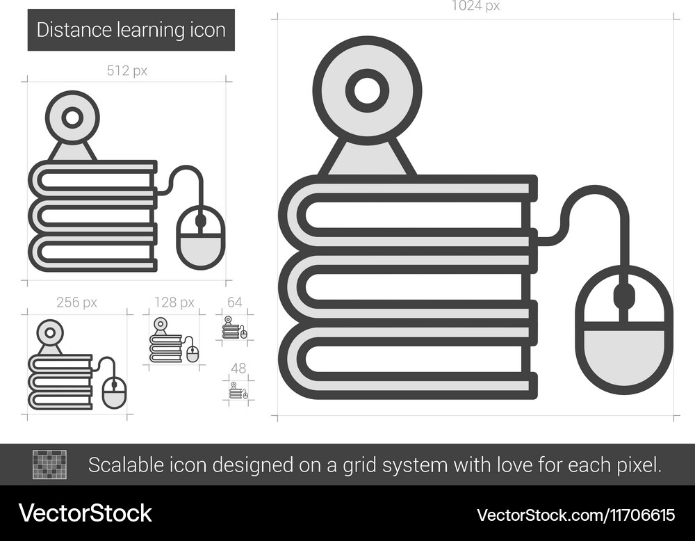 Distance learning line icon Royalty Free Vector Image