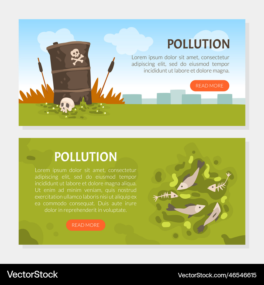 Environmental pollution landing page templates set