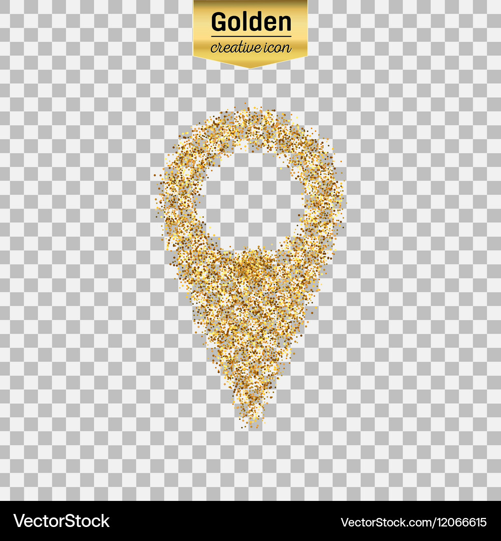 Gold glitter icon of pointer isolated Royalty Free Vector