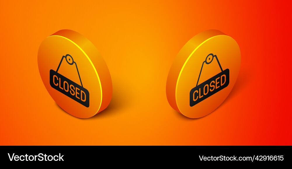 Isometric hanging sign with text closed icon Vector Image