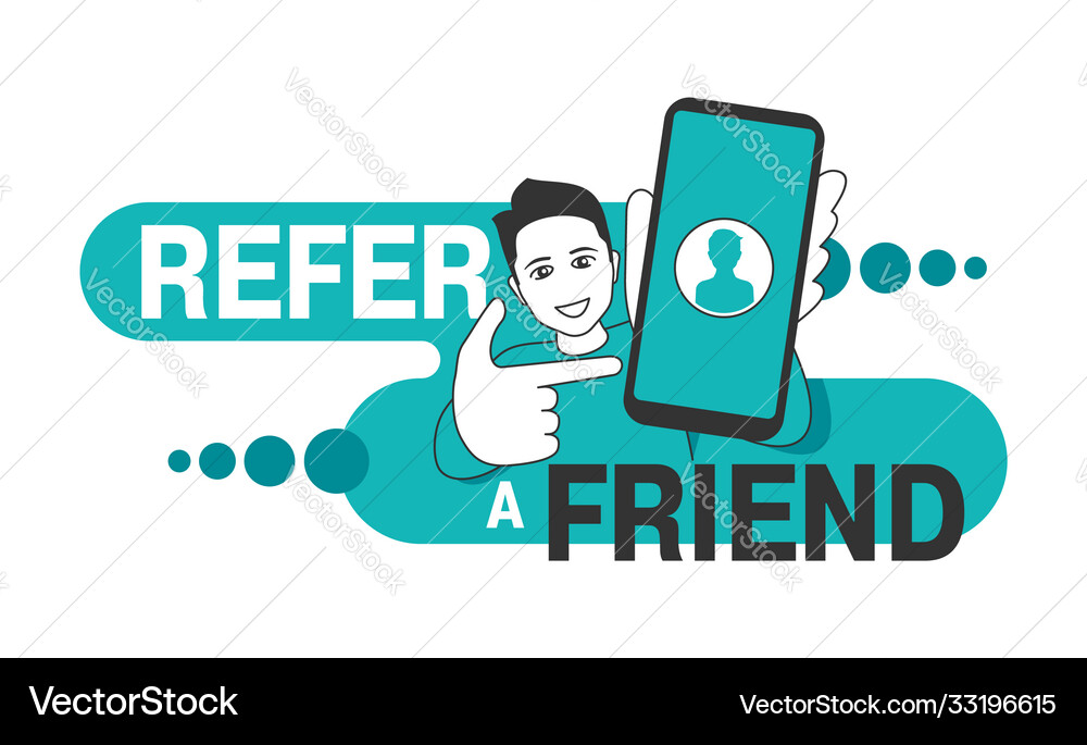 Refer a friend - creative blue banner template Vector Image