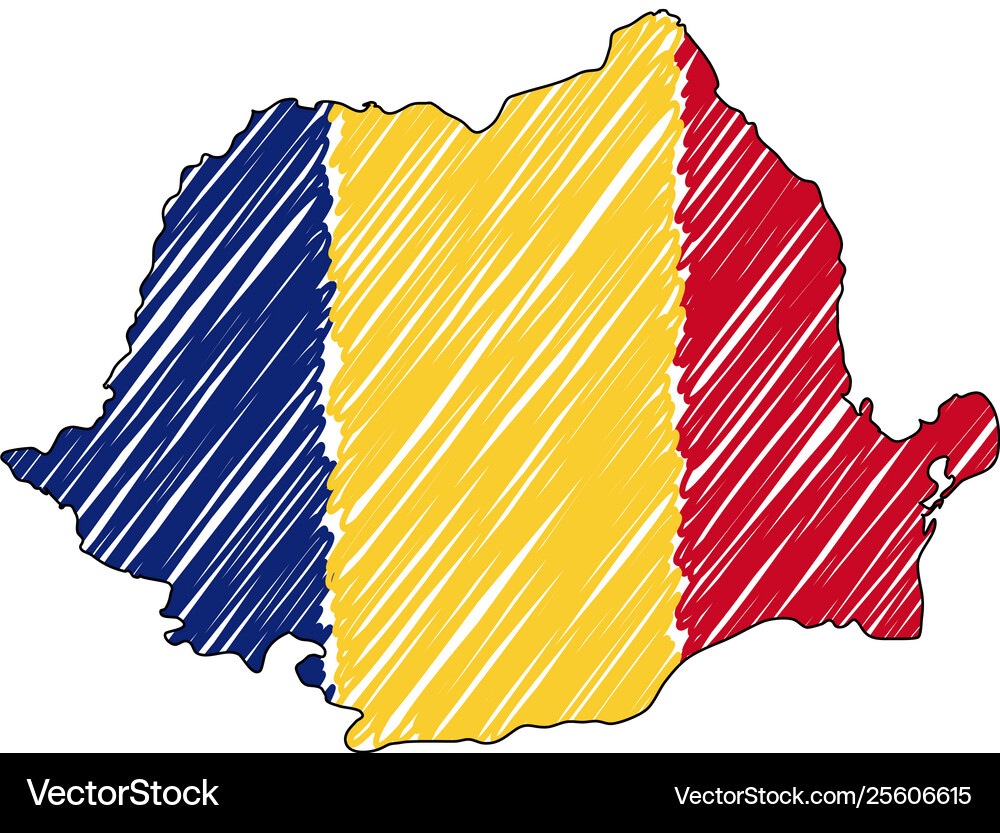 Romania map hand drawn sketch concept Royalty Free Vector