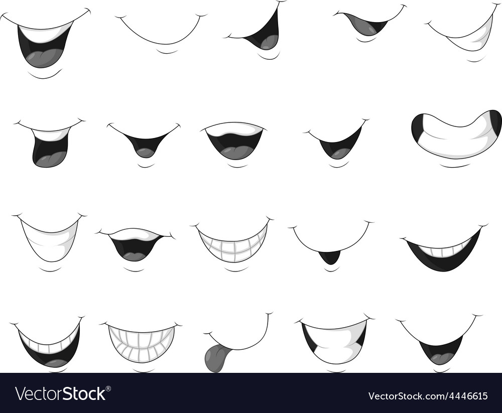 Set smiling mouth Royalty Free Vector Image - VectorStock