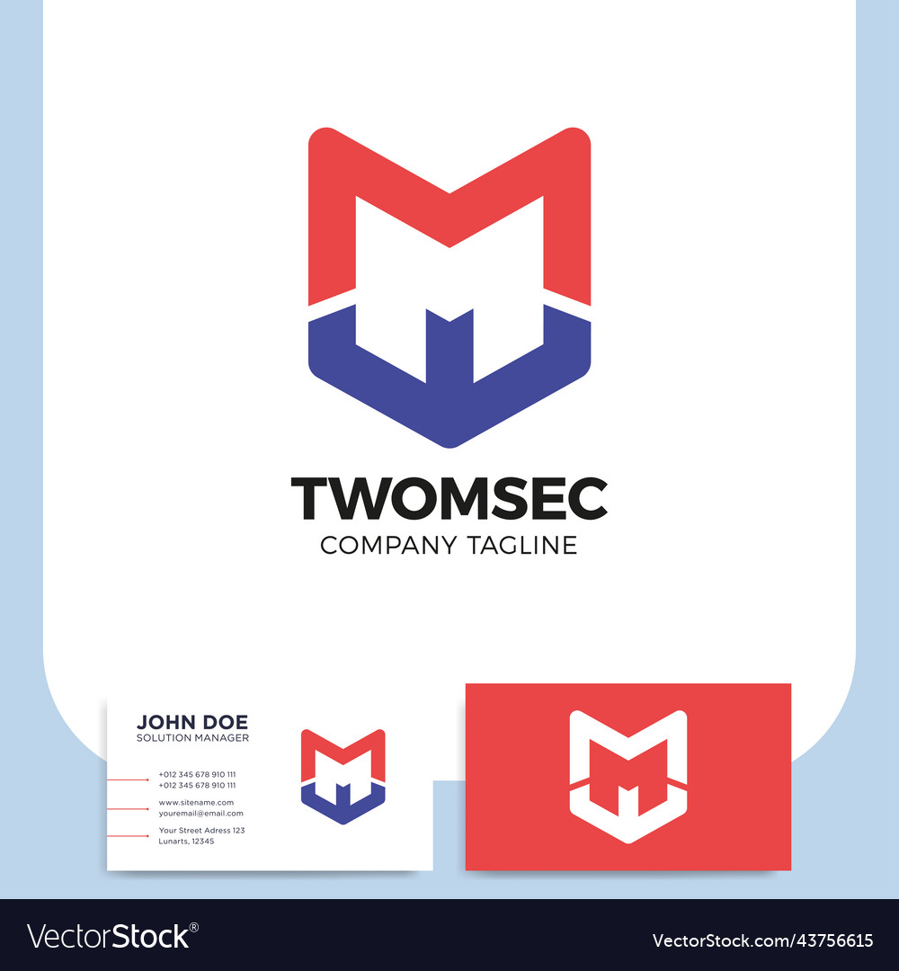 Two letter m shield logo icon design template Vector Image