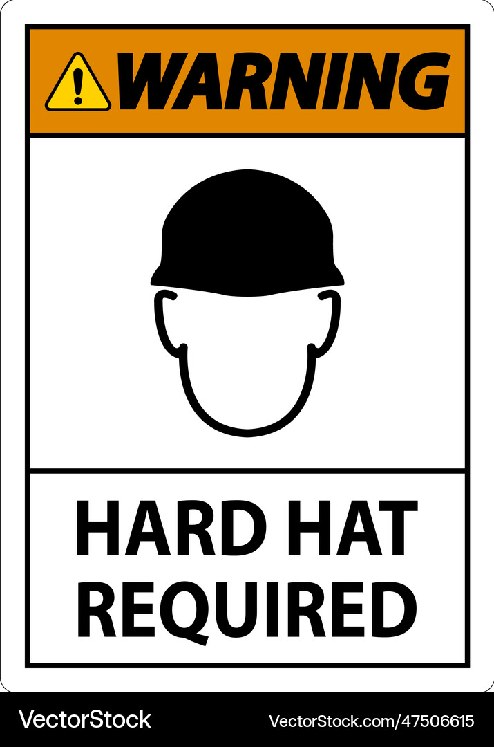 Warning hard hat required sign on white background