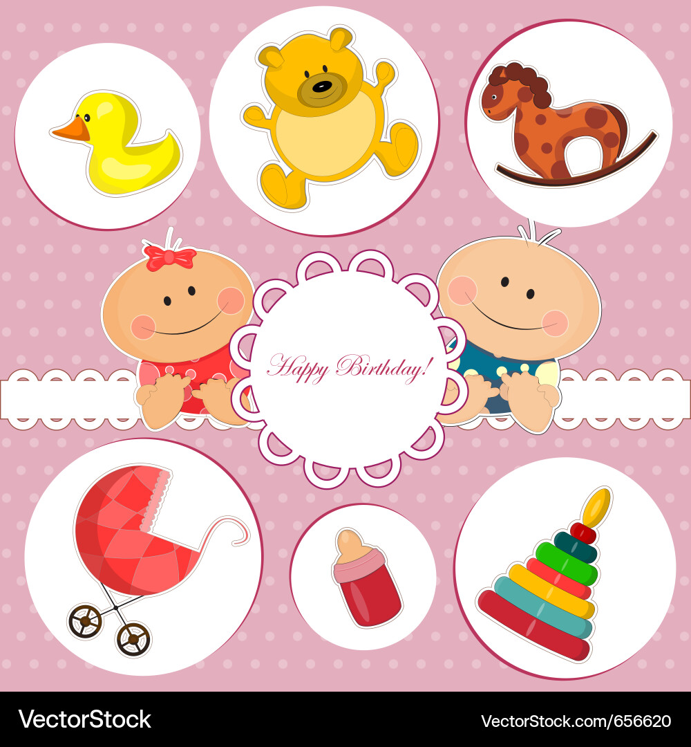 Baby birthday card Royalty Free Vector Image - VectorStock