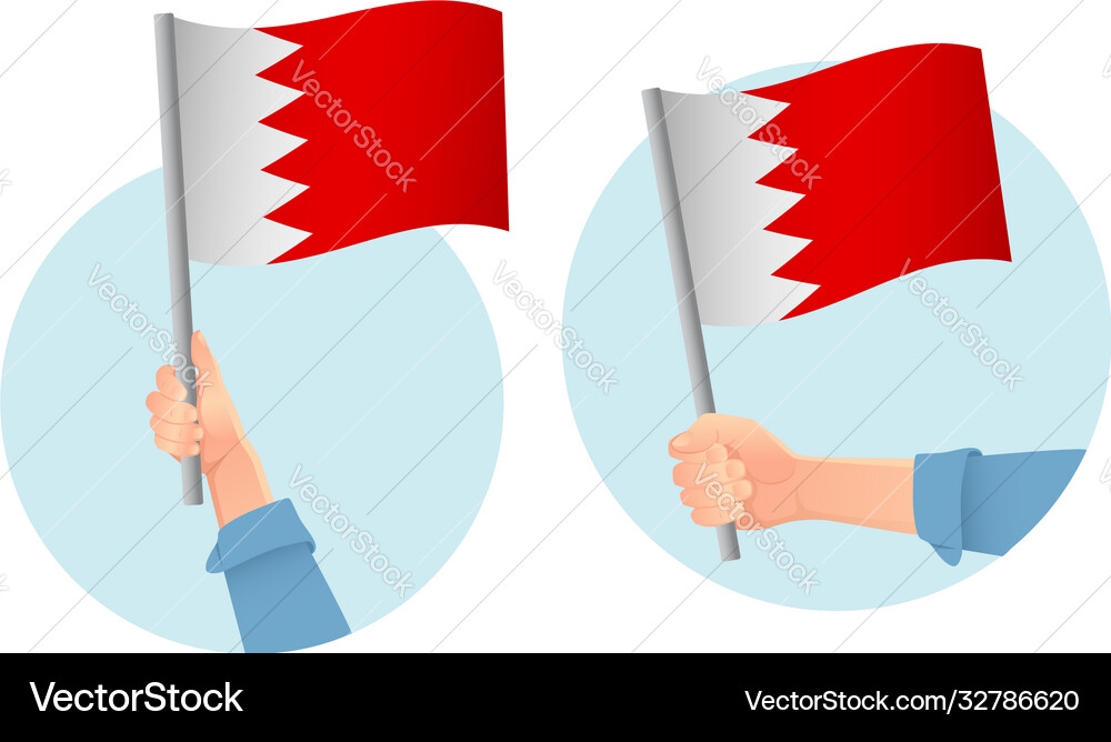 Bahrain flag in hand icon Royalty Free Vector Image