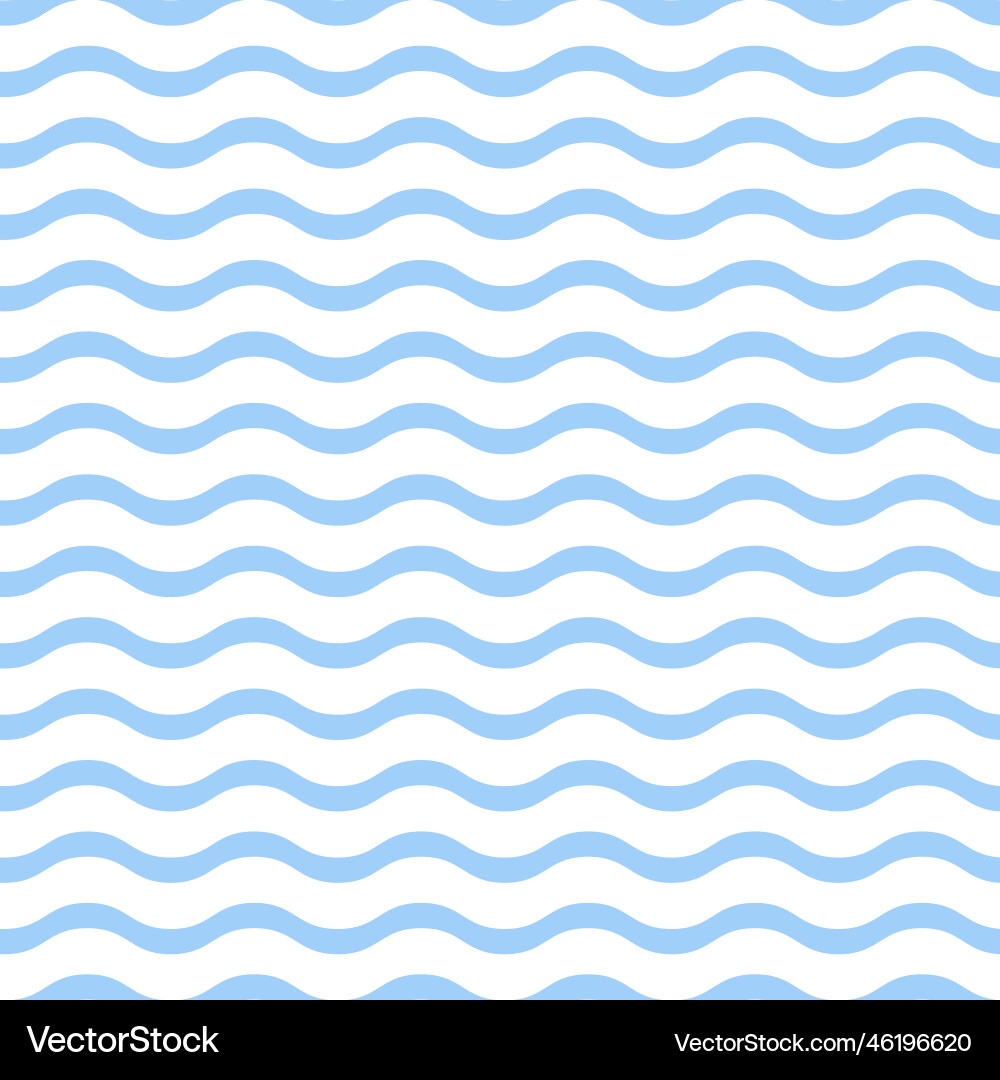 Blue waves on white background seamless pattern Vector Image