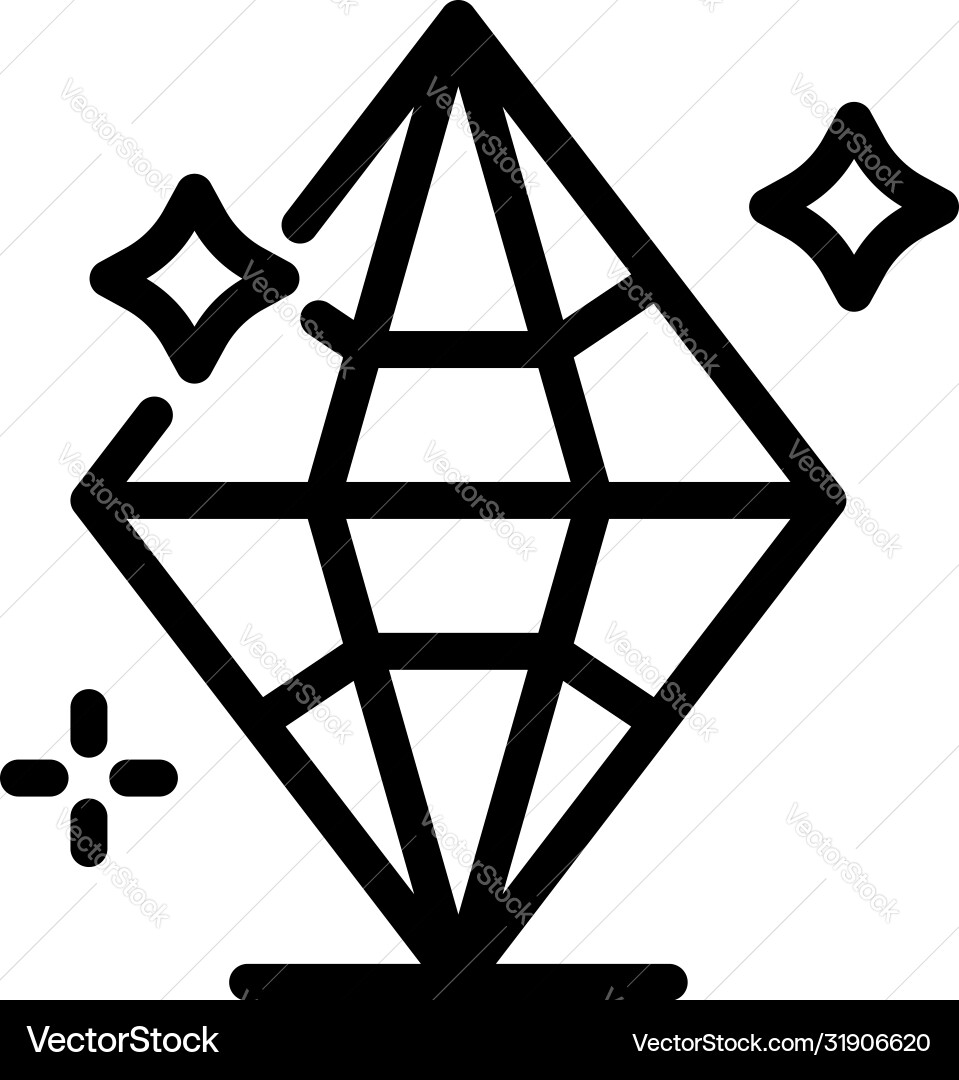 Brilliant diamond icon outline style Royalty Free Vector