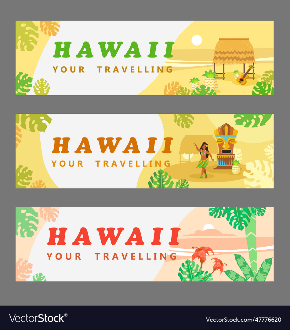 Collection of hawaiian banners Royalty Free Vector Image