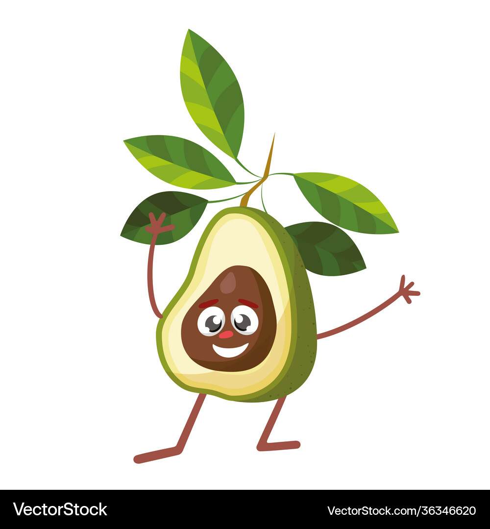 Cute and funny avocado character in comic style Vector Image
