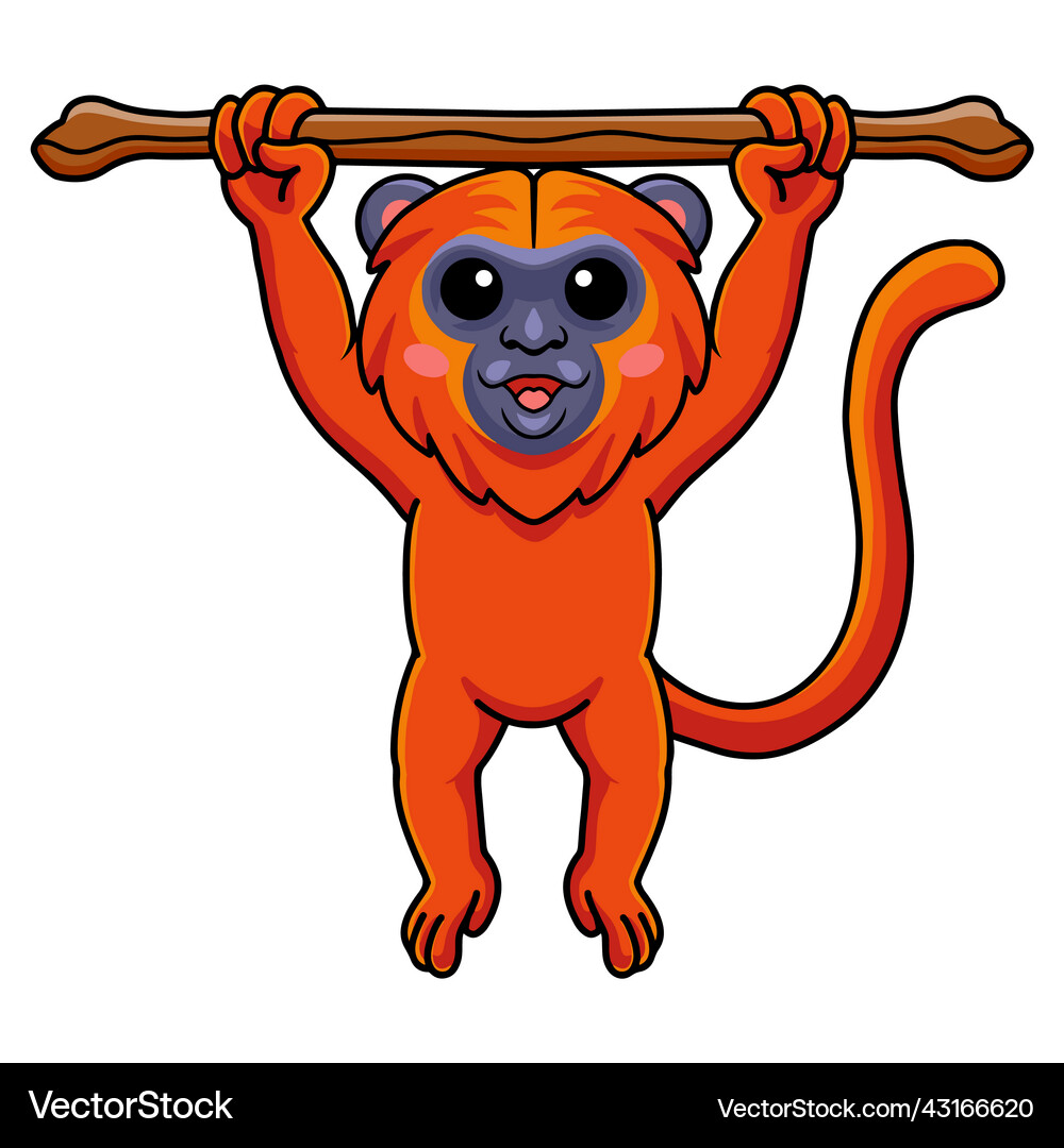 Cute red howler monkey cartoon hanging on tree Vector Image
