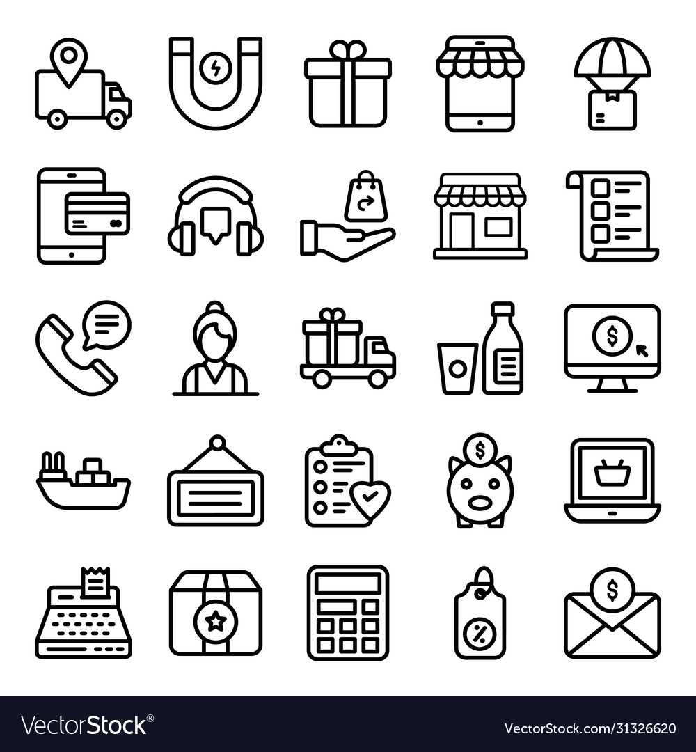 Ecommerce icons pack Royalty Free Vector Image Ecommerce icons pack Royalty Free Vector Image