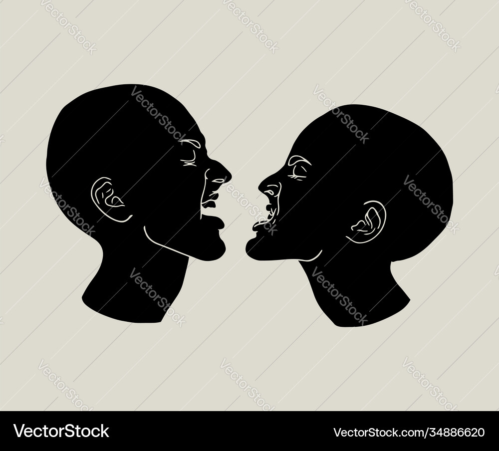 Hand drawn minimalistic swearing couple Royalty Free Vector