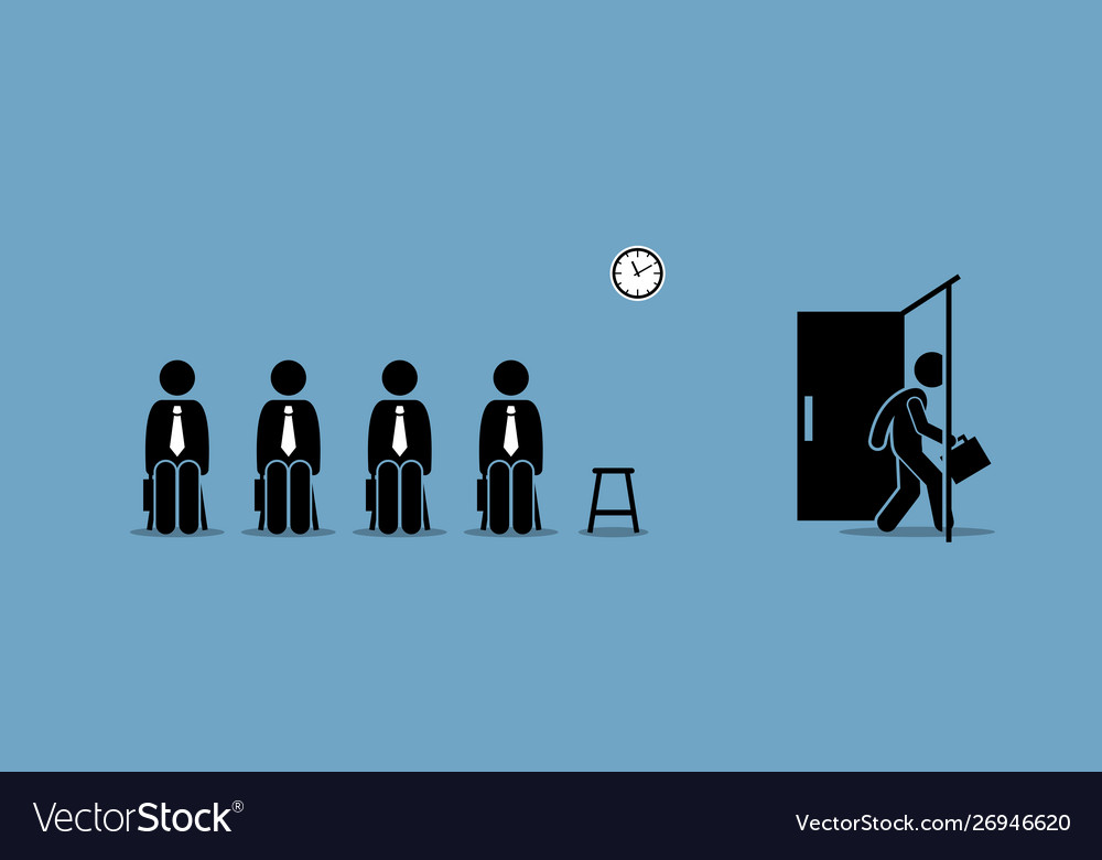 Job interview candidates waiting outside room Vector Image Job interview candidates waiting outside room Vector Image