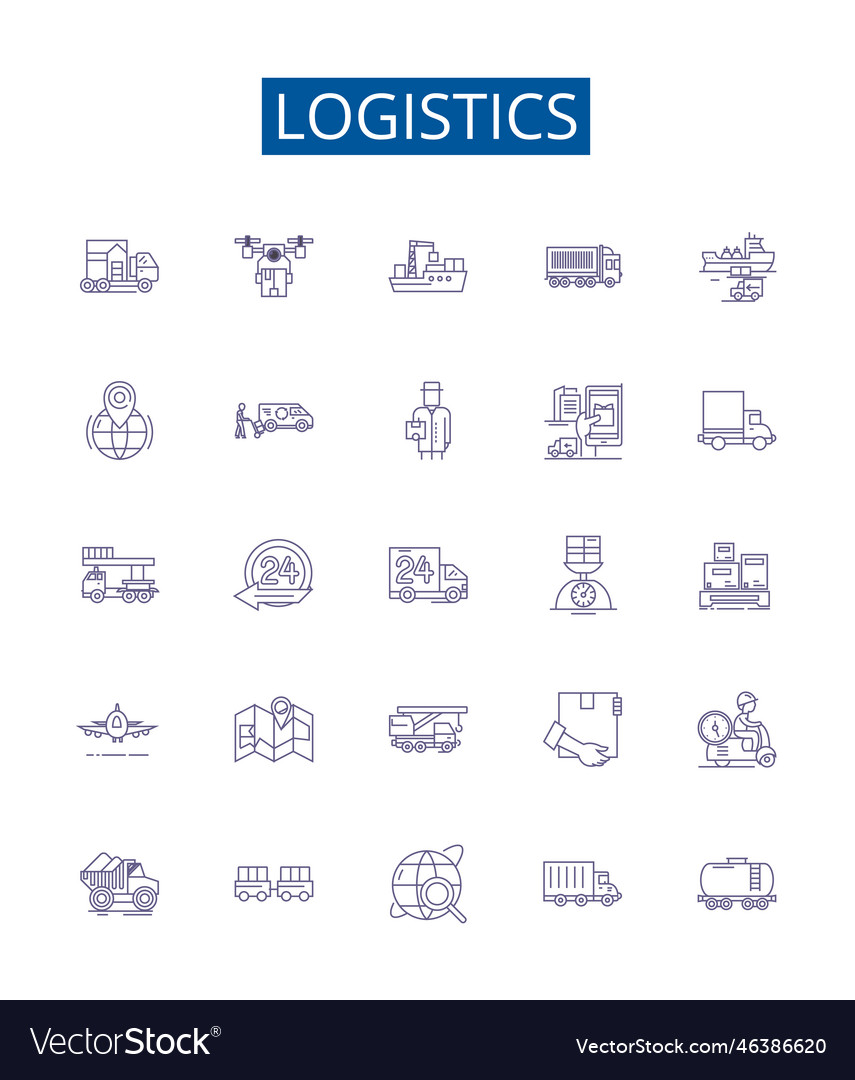Logistics line icons signs set design collection Vector Image