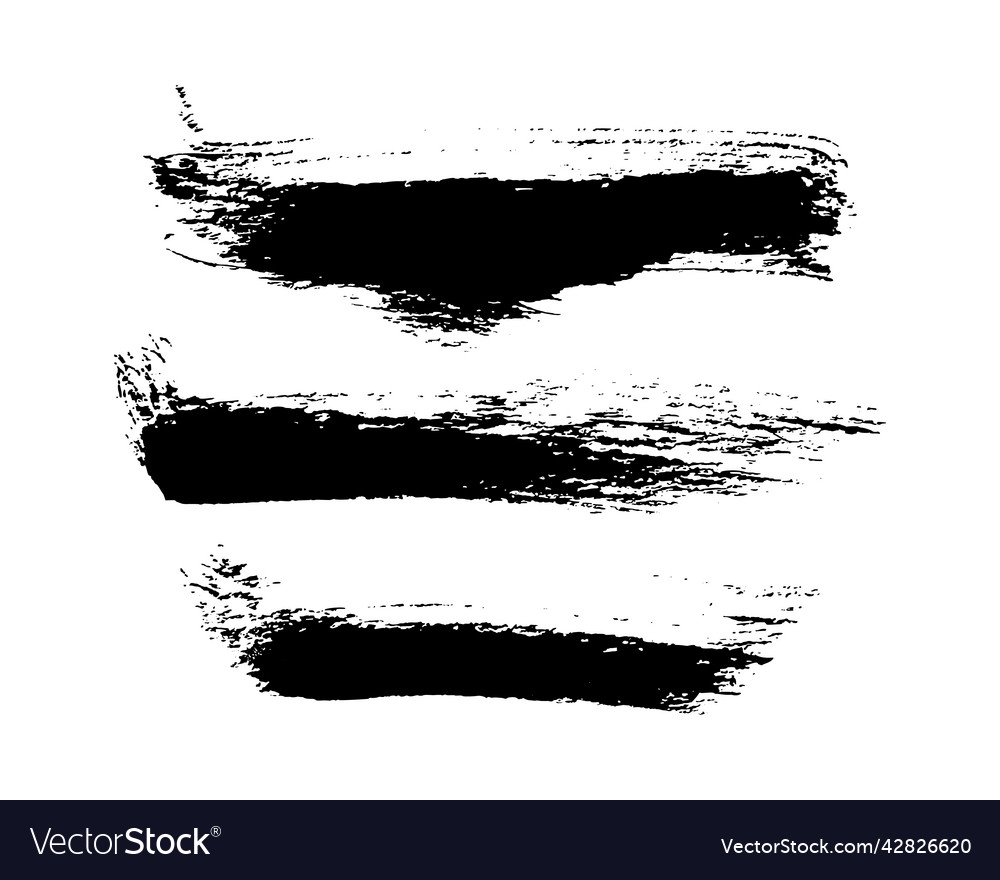 Set of black hand drawn brush strokes Royalty Free Vector