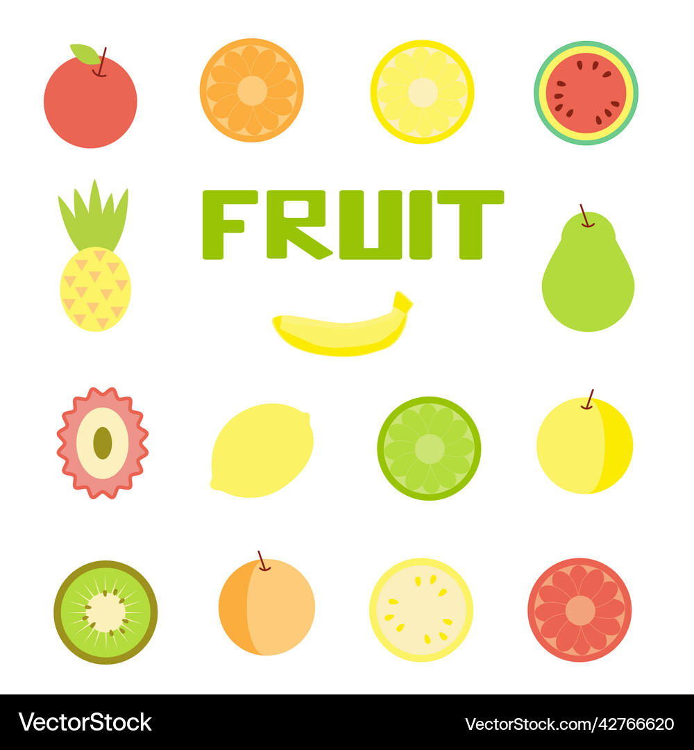 Set of isolated fruit on white background Vector Image